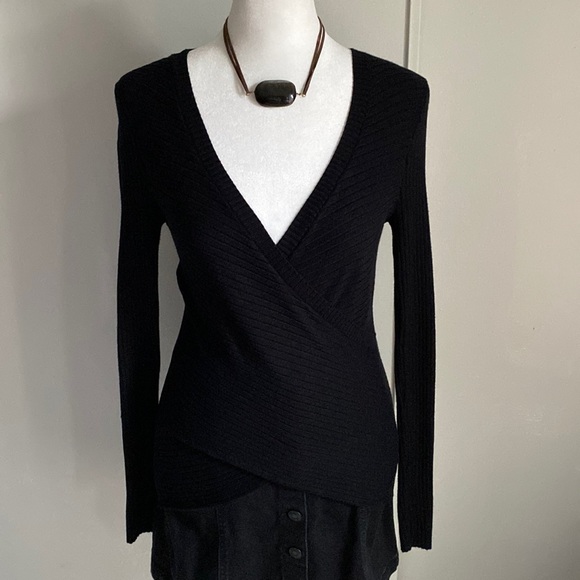 Express | Sweaters | Express Womens Ribbed Fitted Crossover Long Sleeve ...